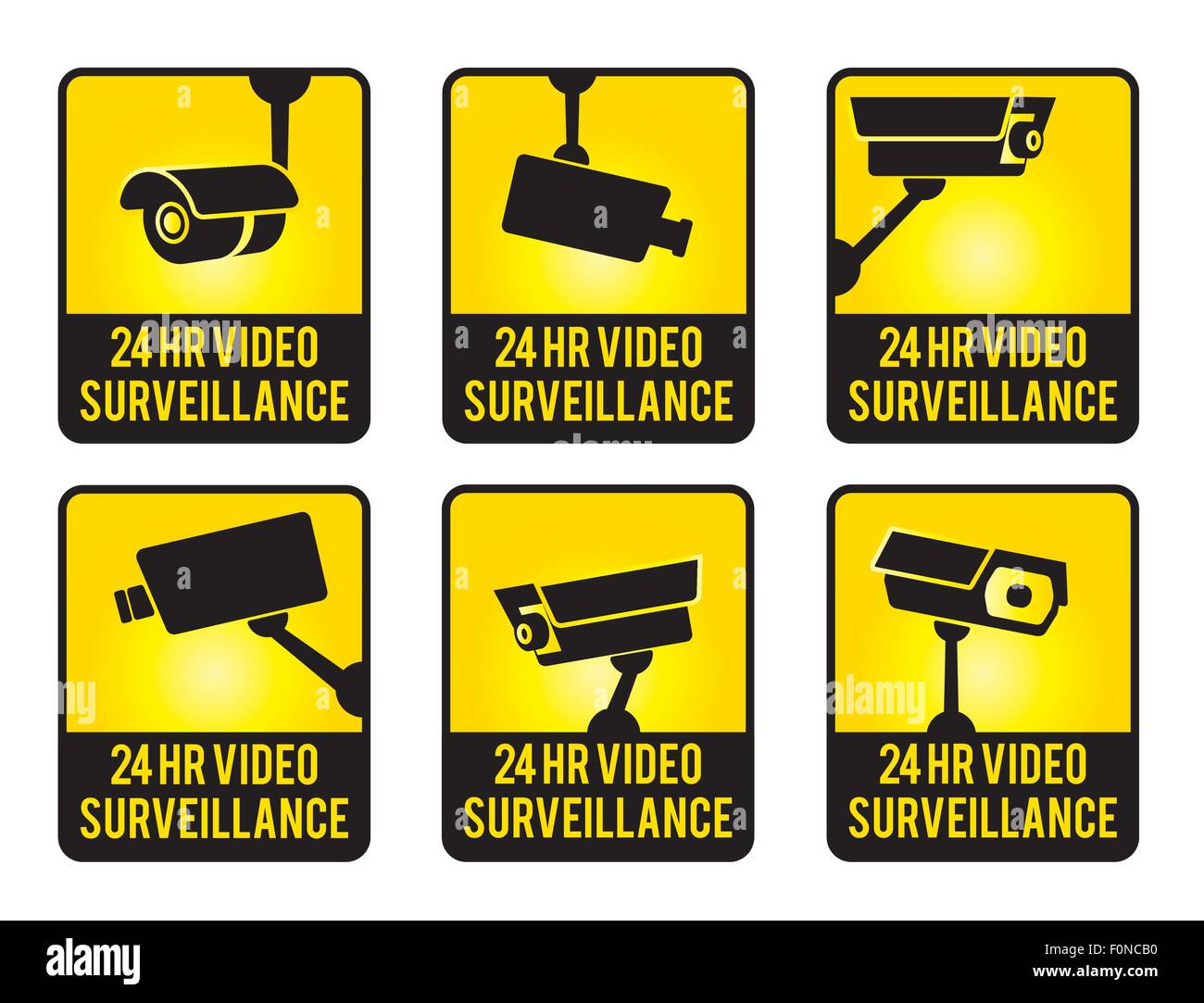 Warning set stickers for security video surveillance Stock Vector Image ...