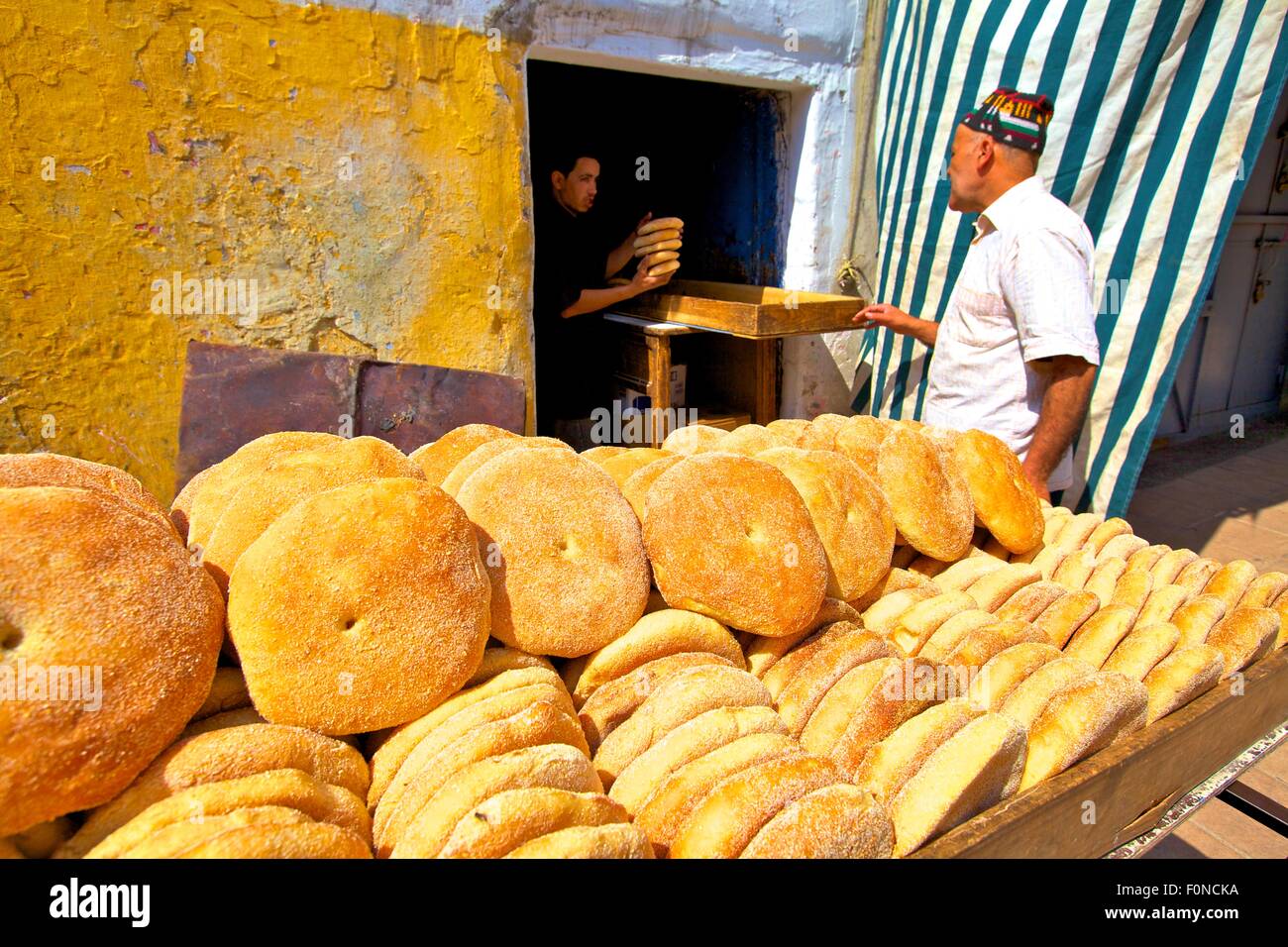 Baker with Freshly Baked Bread, Rabat, Morocco, North Africa Stock ...