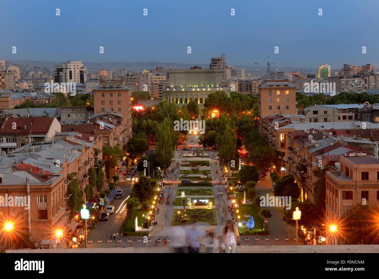 View from the cascade to Yerevan, at night, Armenia Stock Photo - Alamy