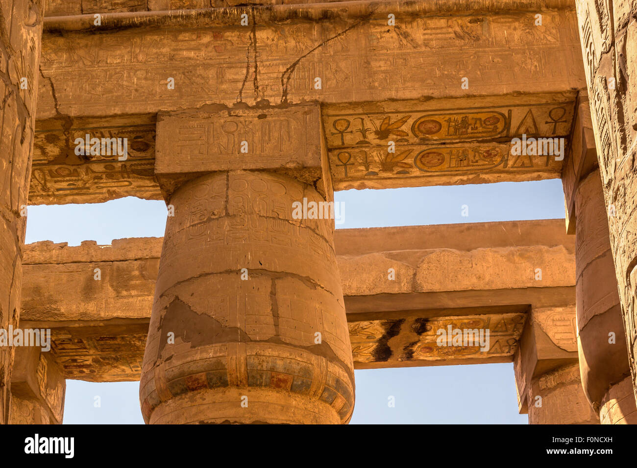 a horizontal view of a detail of roof of the Great Hypostyle Hall of ...
