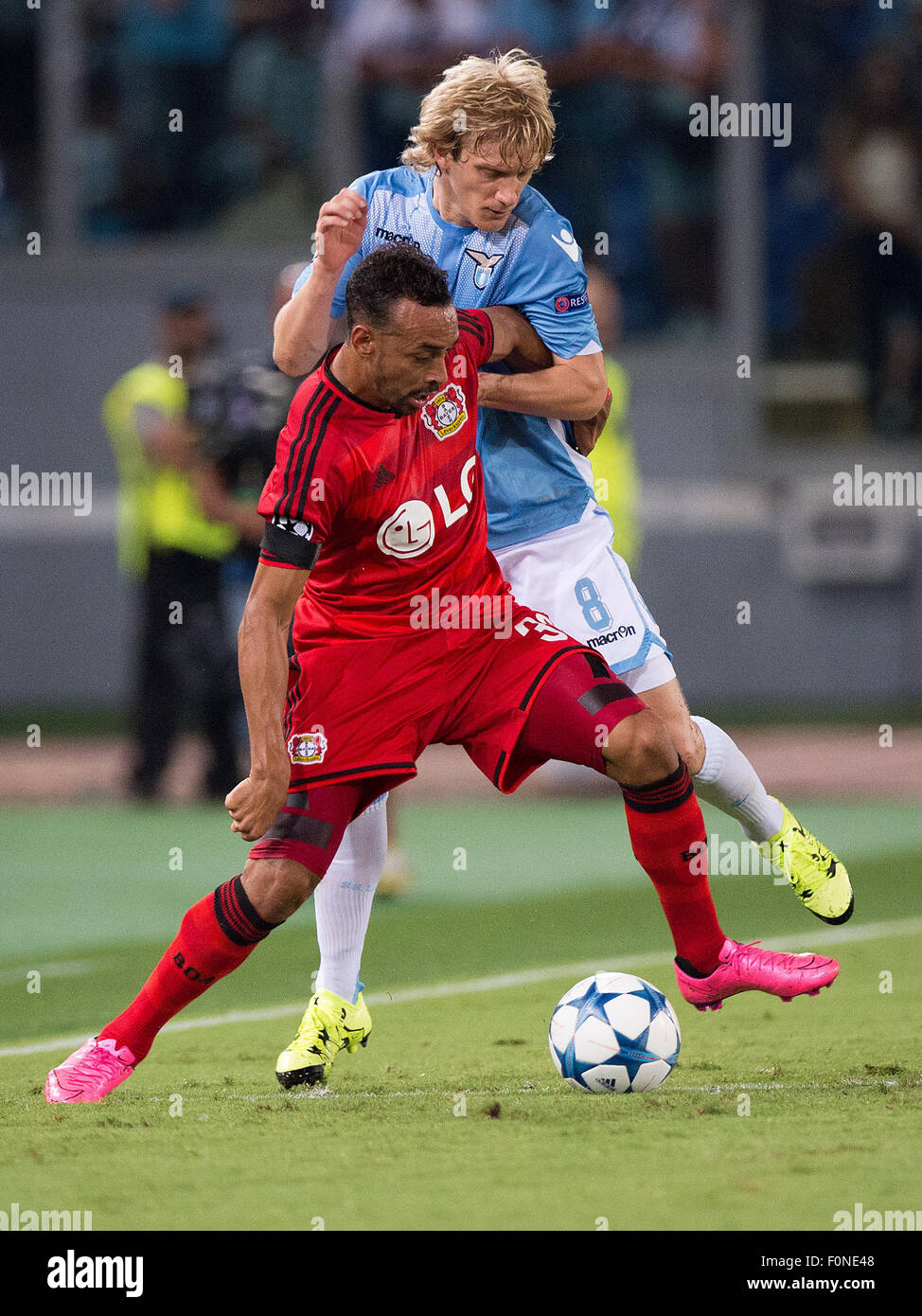 Rome, Italy. 18th Aug, 2015. Leverkusen's Karim Bellarabi (l) and Rome ...