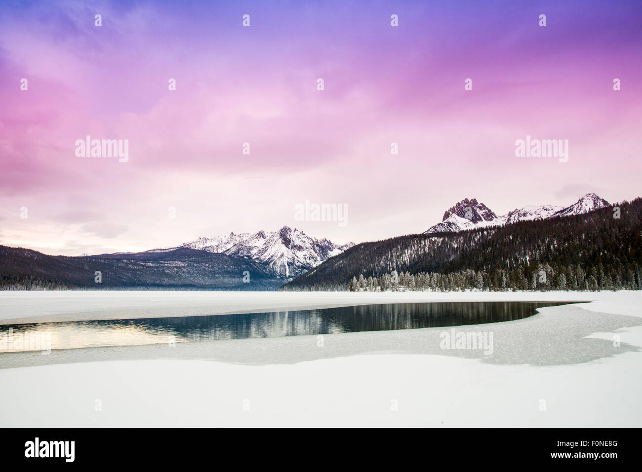 View of the Sawtooth Mountains from Little Redfish Lake Stock Photo - Alamy
