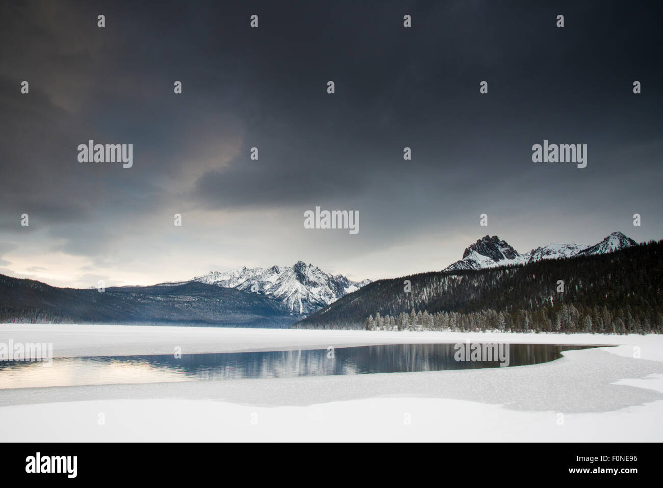 View of the Sawtooth Mountains from Little Redfish Lake Stock Photo - Alamy