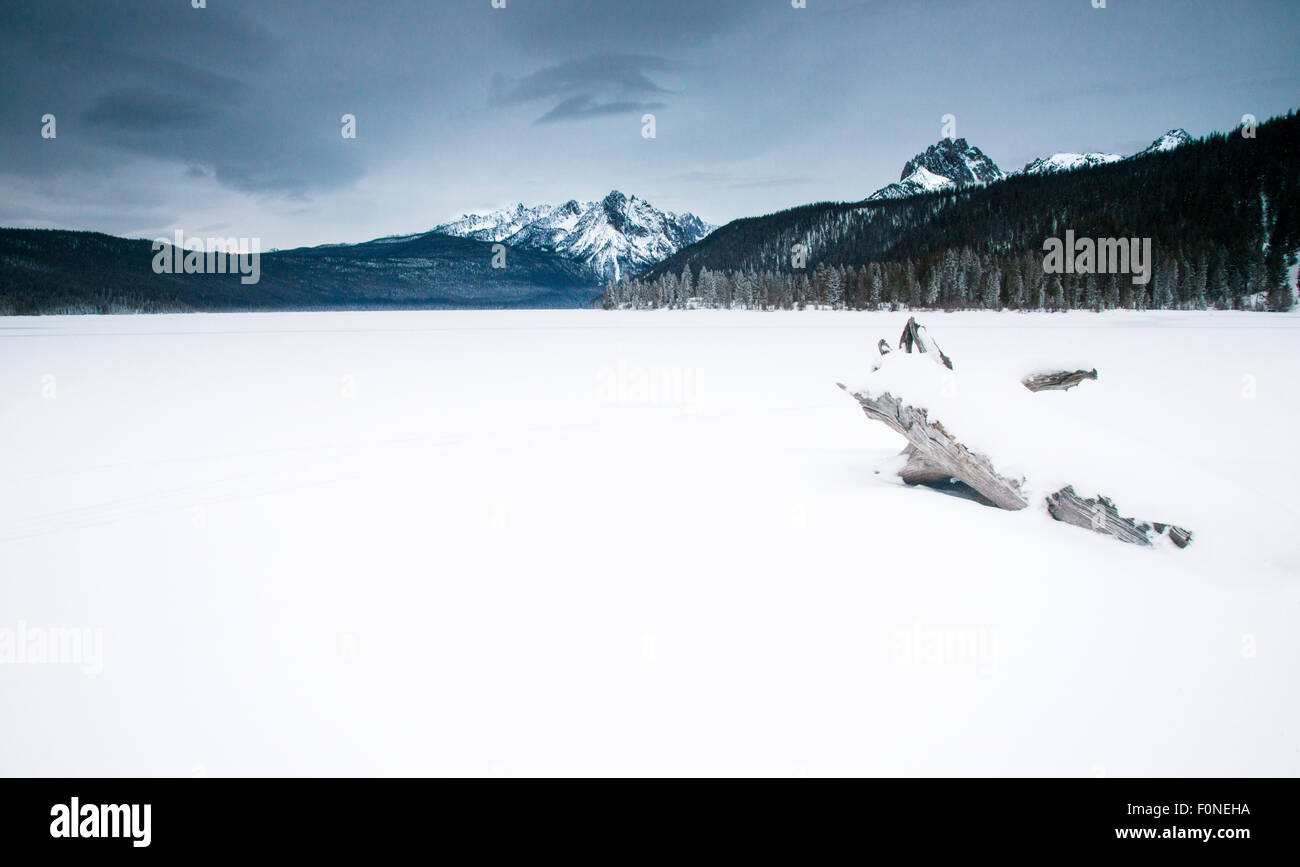 View of the Sawtooth Mountains from Little Redfish Lake Stock Photo - Alamy