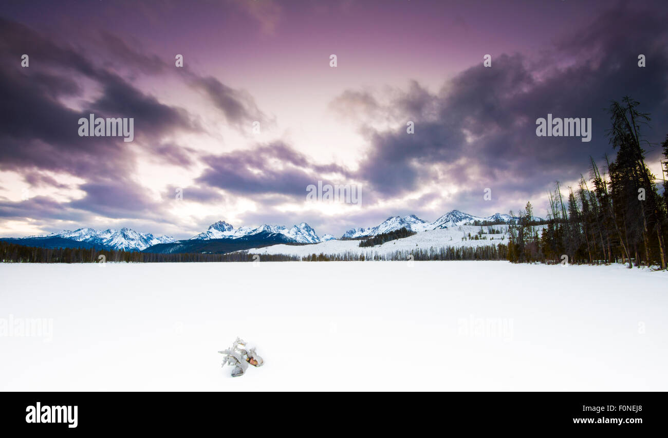 View of the Sawtooth Mountains from Little Redfish Lake Stock Photo - Alamy