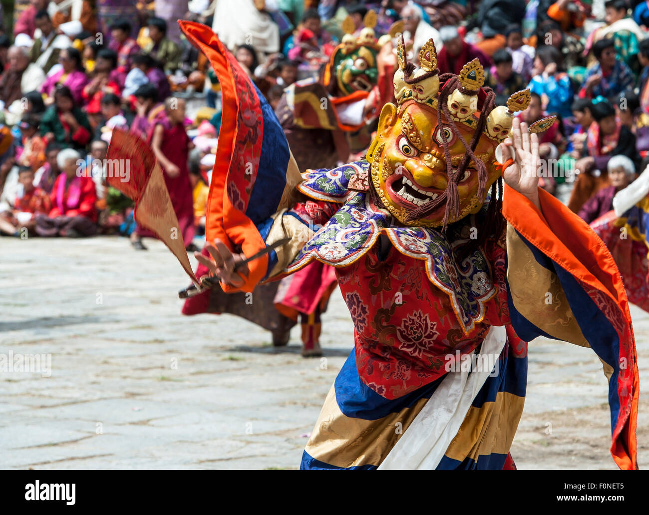 Dance of terrifying deities (Tungam) at Paro religious festival Bhutan ...