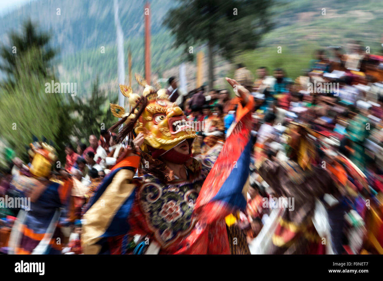 Dance of terrifying deities (Tungam) at Paro religious festival Bhutan ...