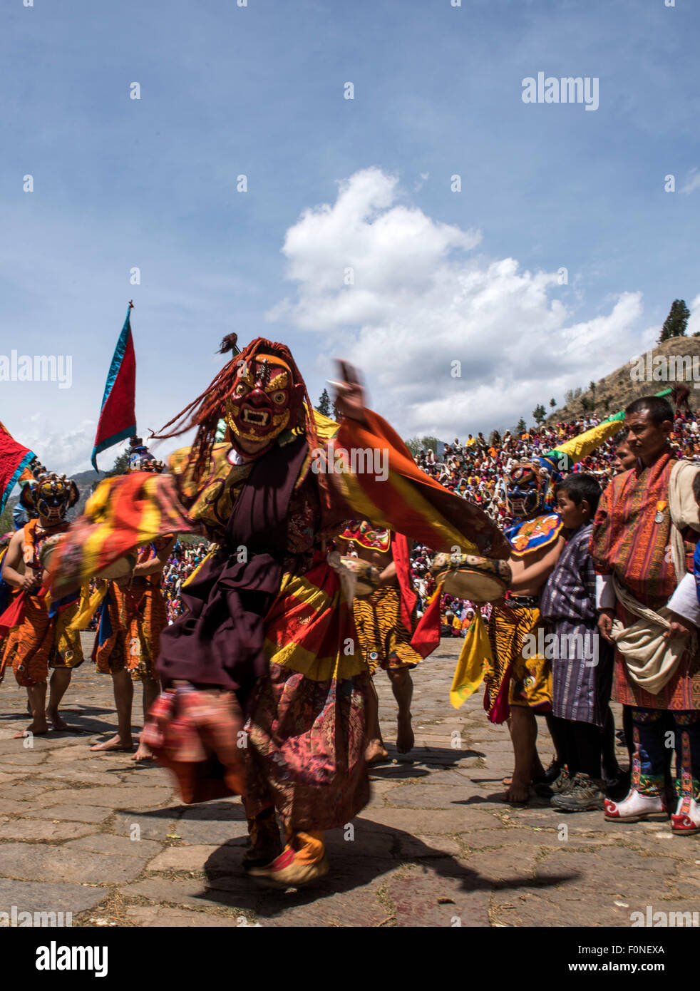 Dance of terrifying deities (Tungam) at Paro religious festival Bhutan ...
