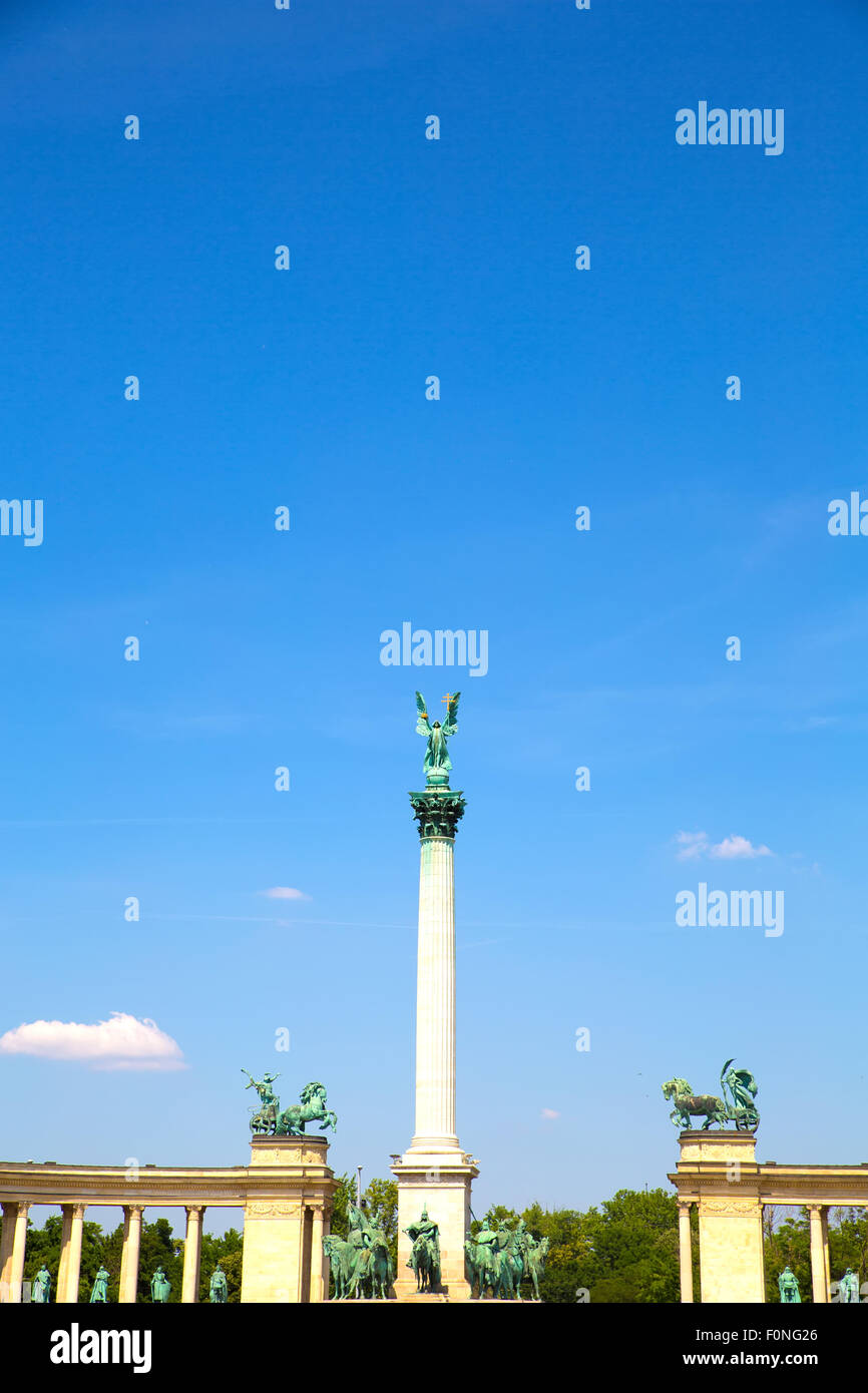The Millenium Monument on the heroes square in Budapest, Hungary ...