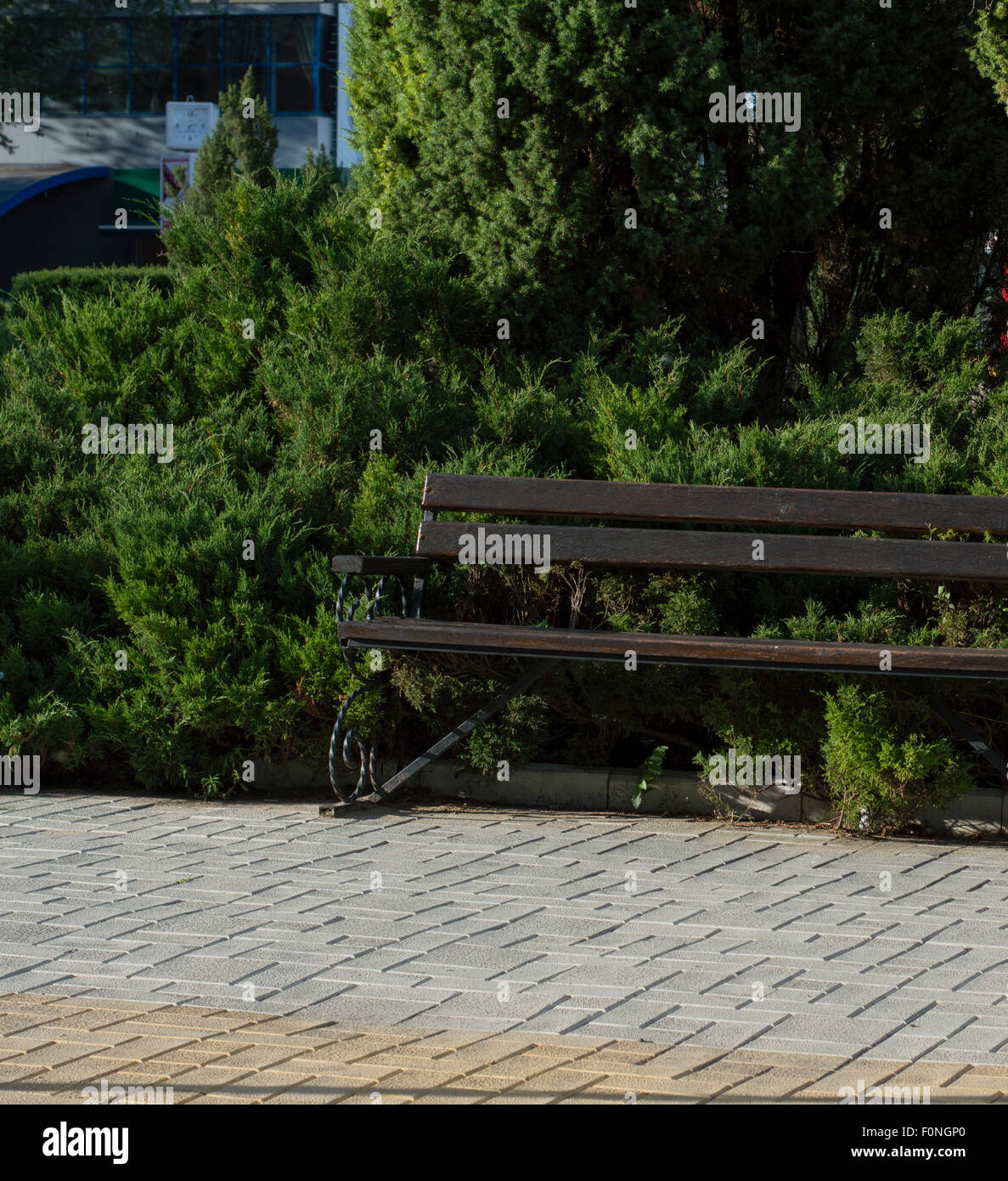 bench fragment in city park, a subject architecture Stock Photo - Alamy