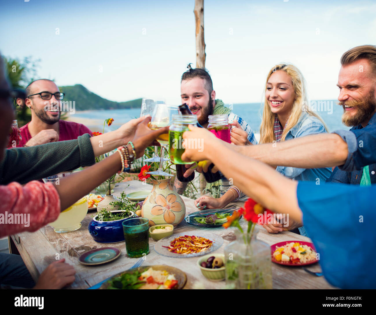 Beach Summer Dinner Party Celebration Concept Stock Photo - Alamy