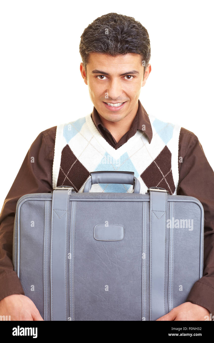Man carrying grey suitcase hi-res stock photography and images - Alamy