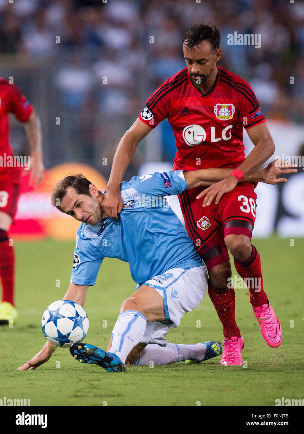 Rome, Italy. 18th Aug, 2015. Leverkusen's Karim Bellarabi and Rome's ...