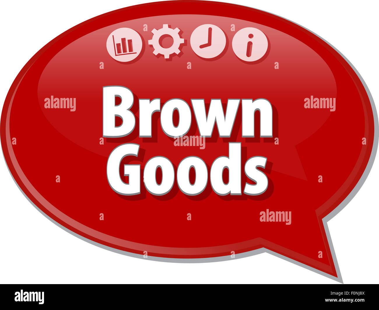 Speech bubble dialog illustration of business term saying Brown Goods ...
