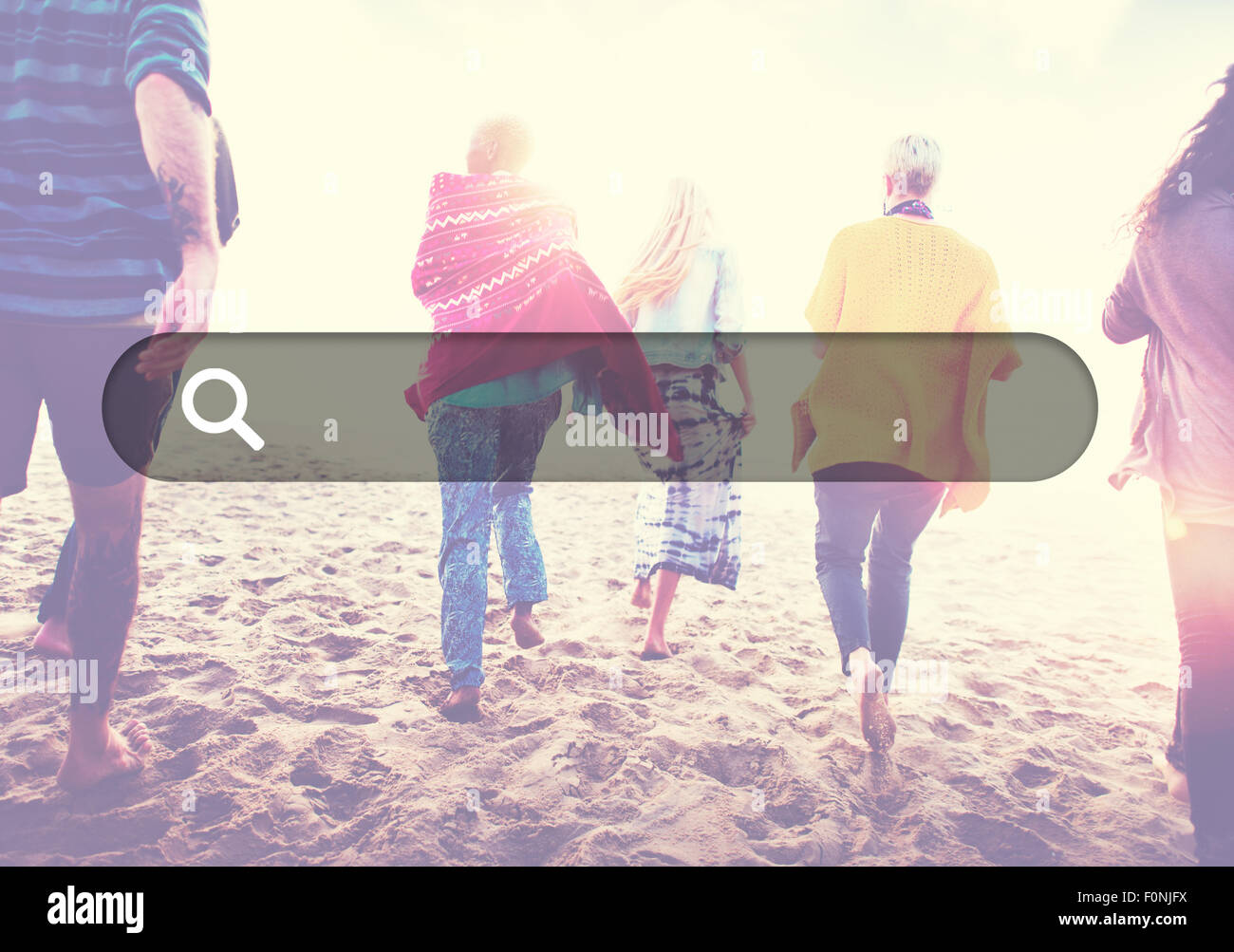 Back view friends beach hi-res stock photography and images - Alamy
