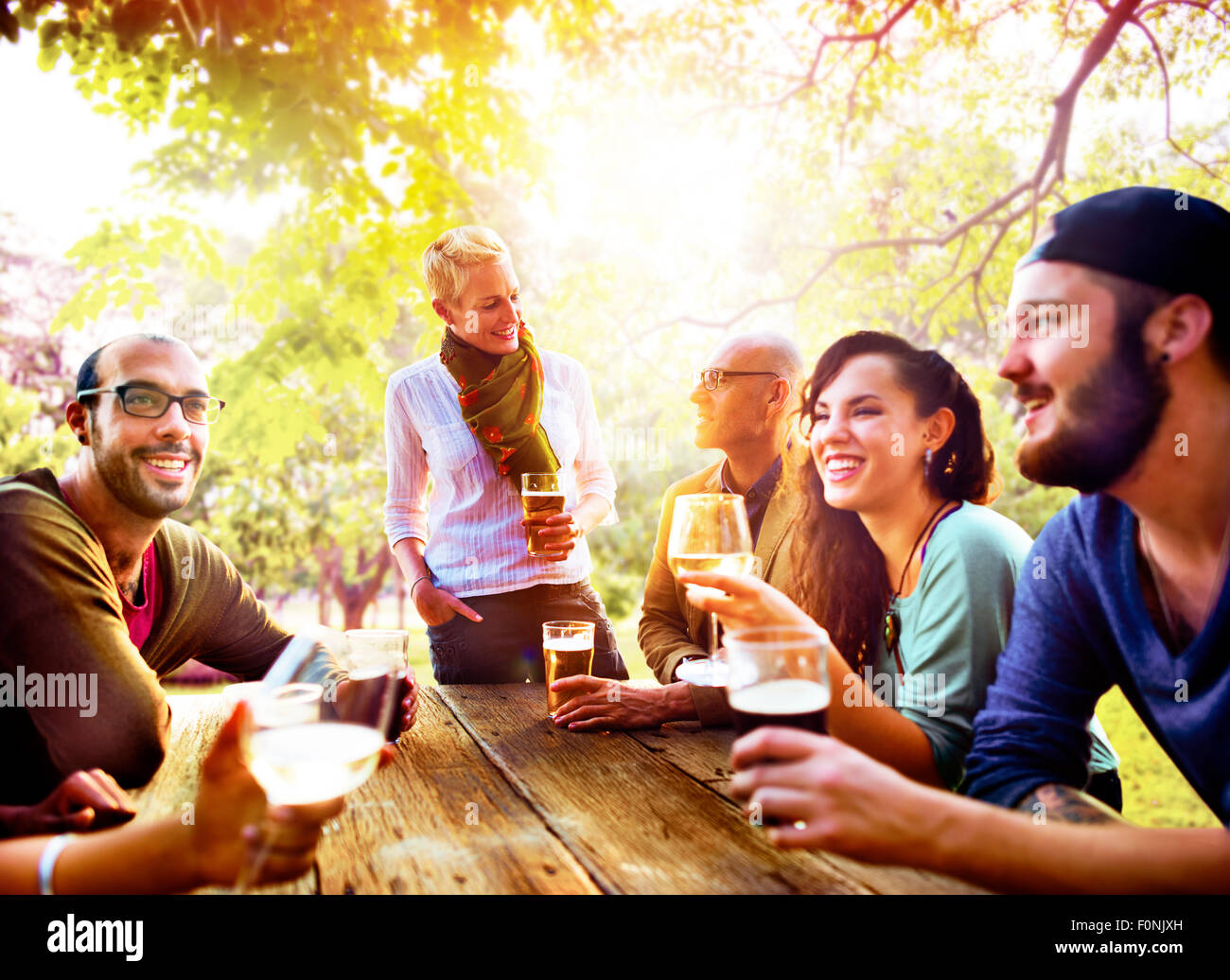 Diverse People Friends Hanging Out Drinking Concept Stock Photo - Alamy