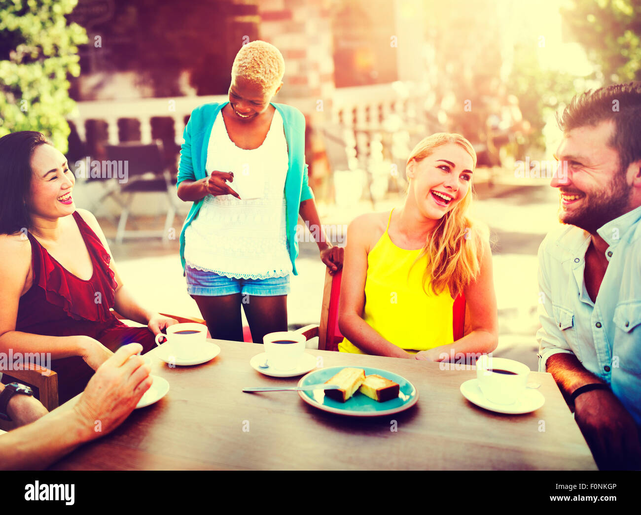 Group Friends Chilling Talking Holiday Concept Stock Photo - Alamy