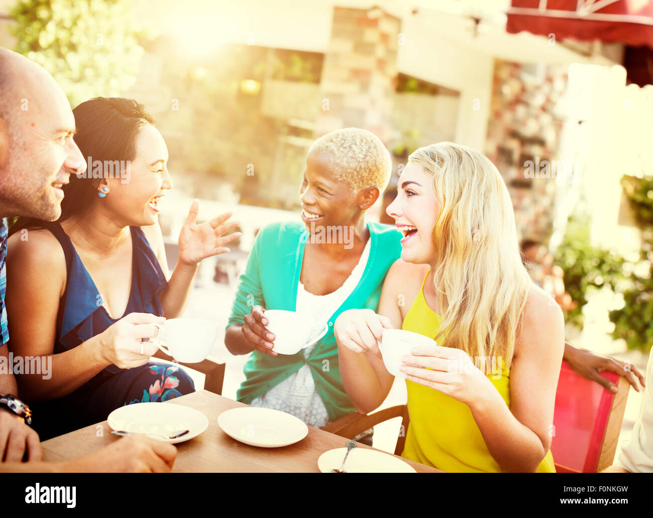Group Friends Chilling Talking Holiday Concept Stock Photo - Alamy
