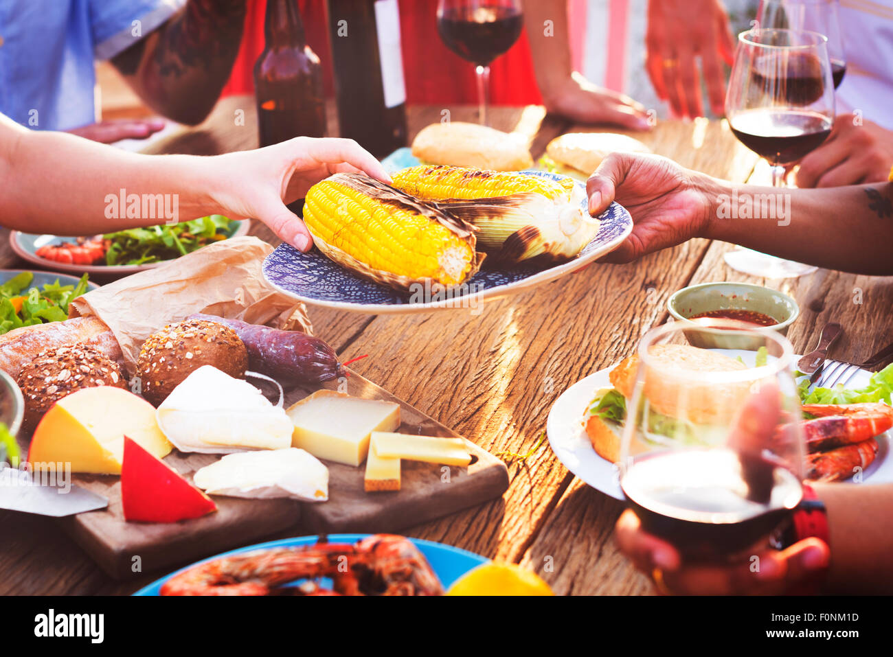 Diverse People Luncheon Food Sharing Concept Stock Photo - Alamy