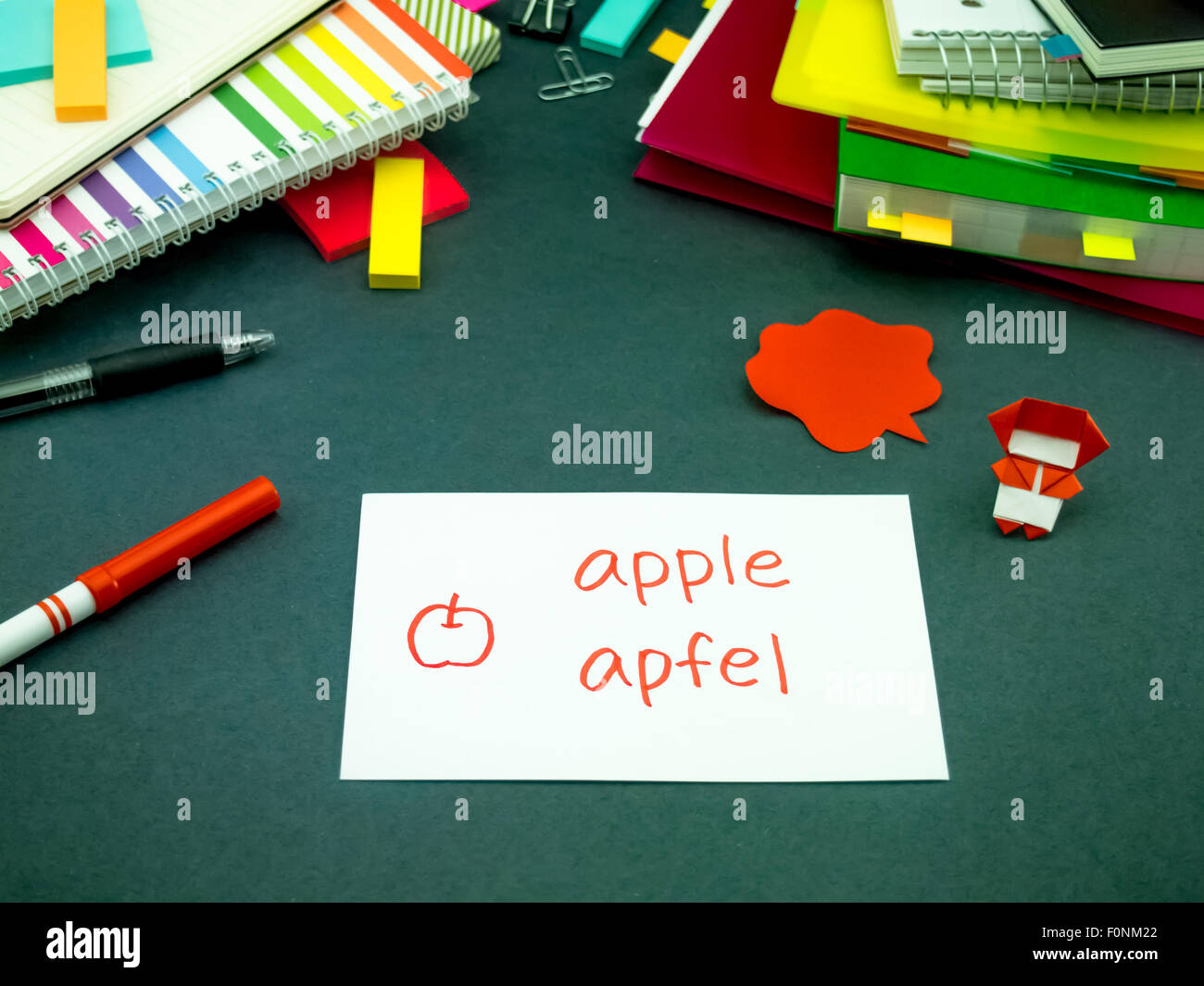 Learning New Language Making Original Flash Cards; German Stock Photo ...
