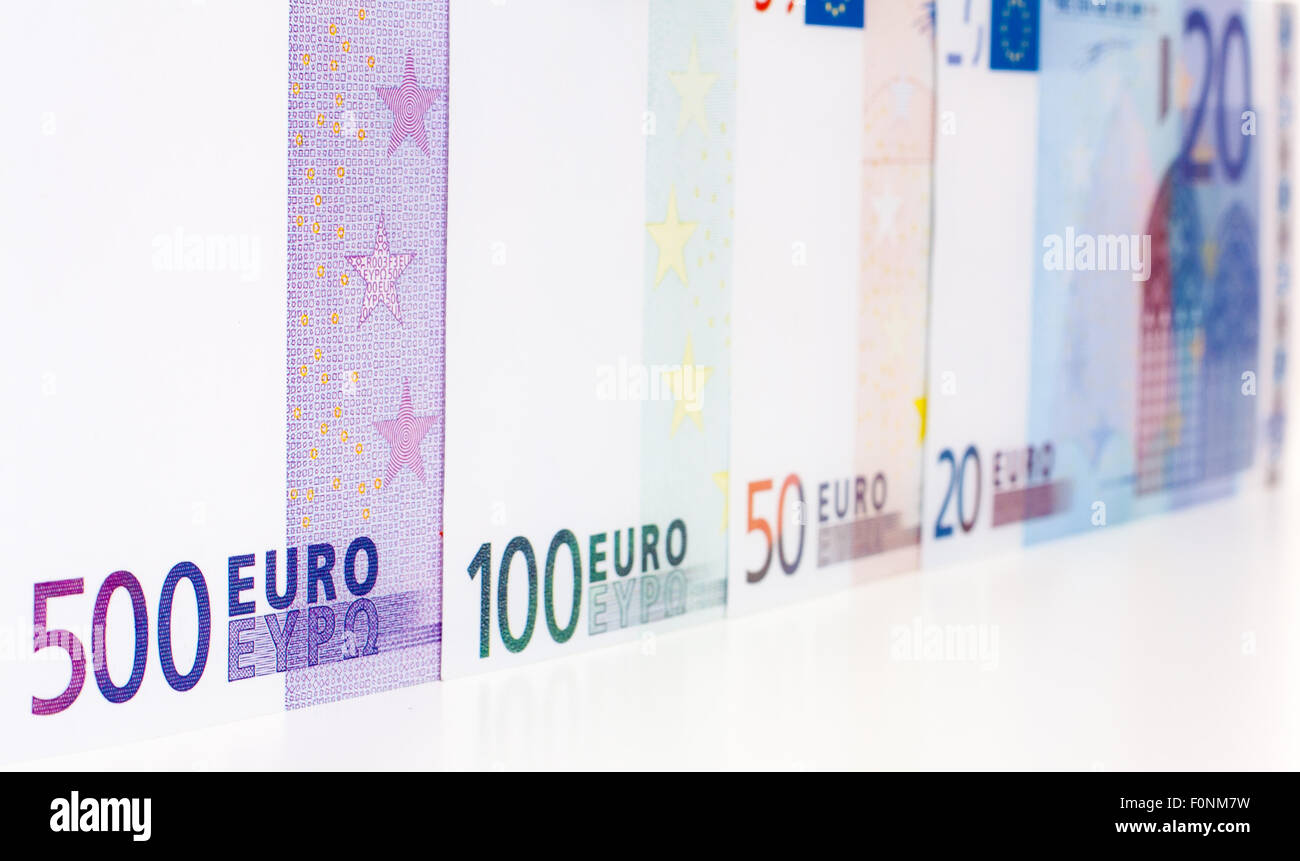 Various euro notes background texture Stock Photo - Alamy
