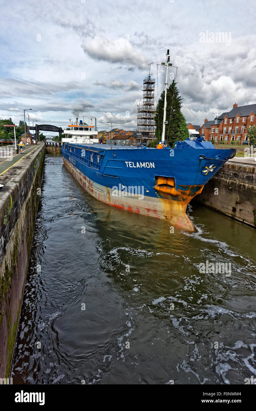 Coastal freighter 'Telamon' passing through Latchford Locks on the ...