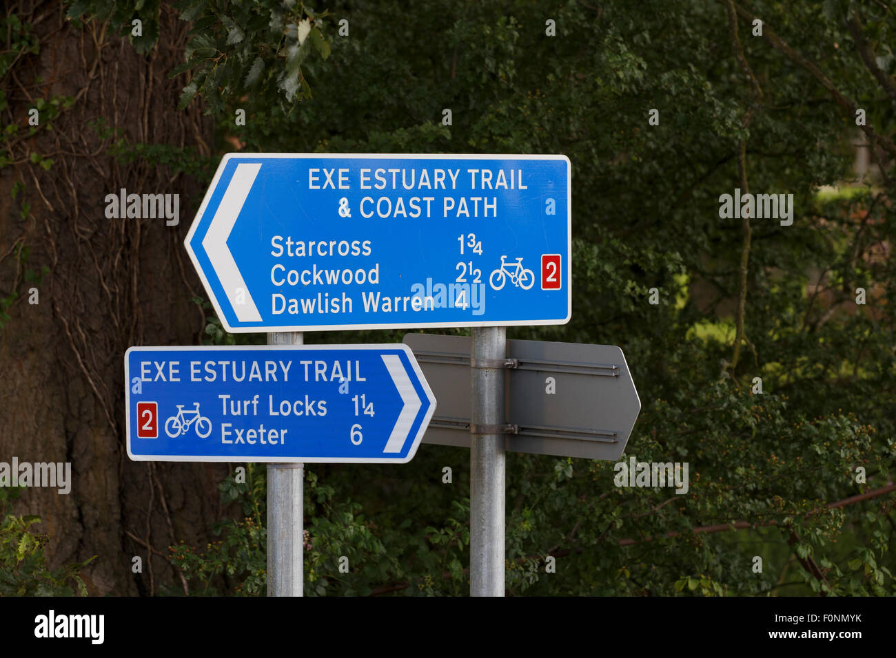 Sign on the Exe Estuary Trail and Coast path, a cycle path and footpath ...