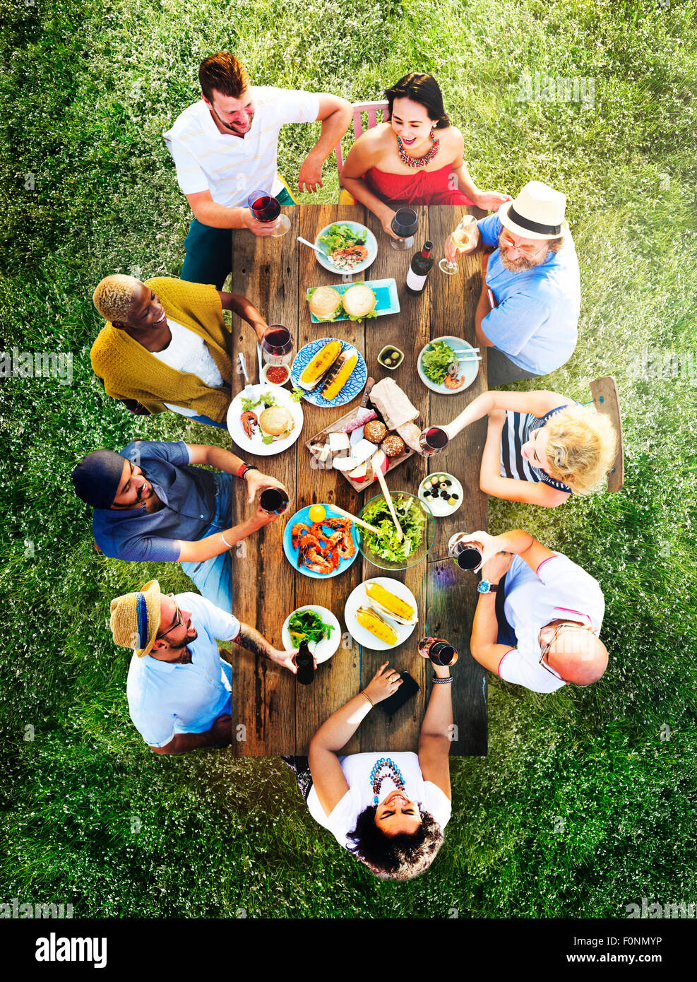 Friends Friendship Outdoor Dining Hanging out Concept Stock Photo - Alamy