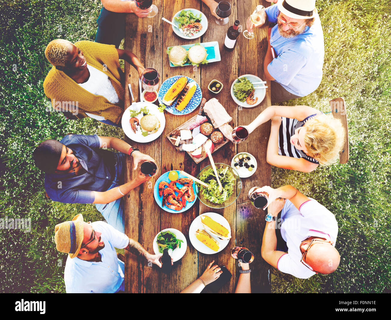 Friends Friendship Outdoor Dining Hanging out Concept Stock Photo - Alamy