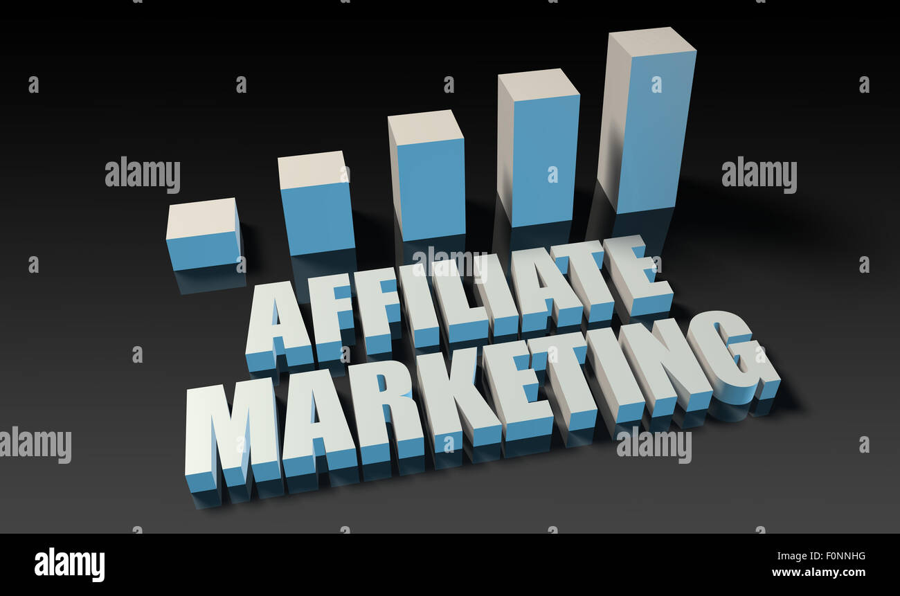 Affiliate marketing graph chart in 3d on blue and black Stock Photo - Alamy