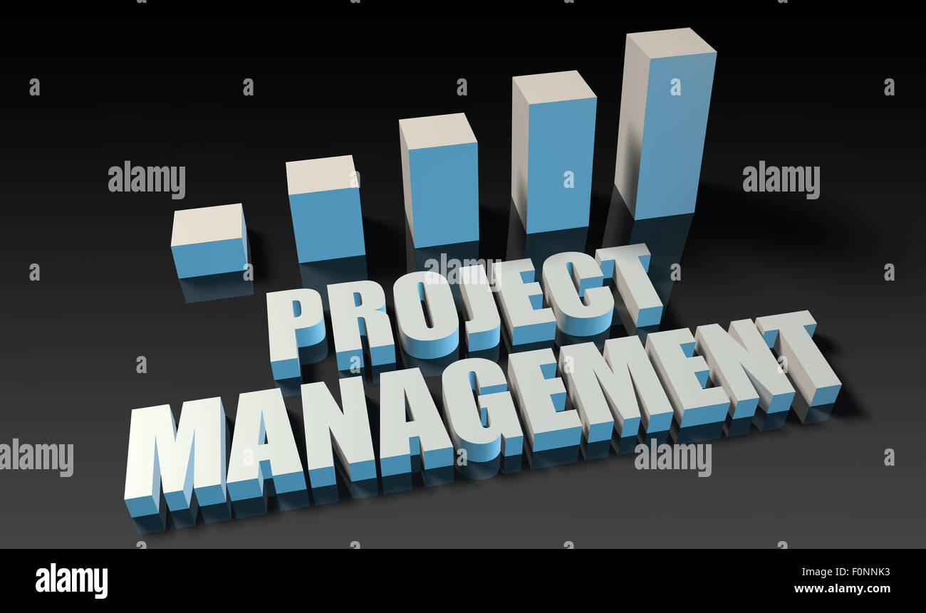 Project management graph chart in 3d on blue and black Stock Photo - Alamy
