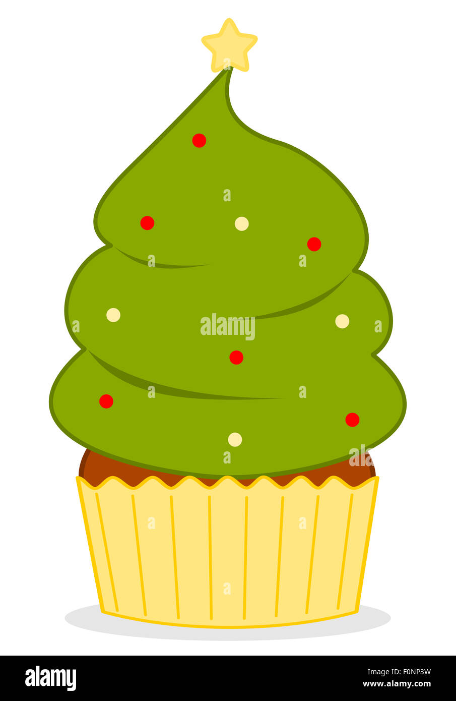 cartoon christmas tree cupcake cute illustration Stock Photo - Alamy