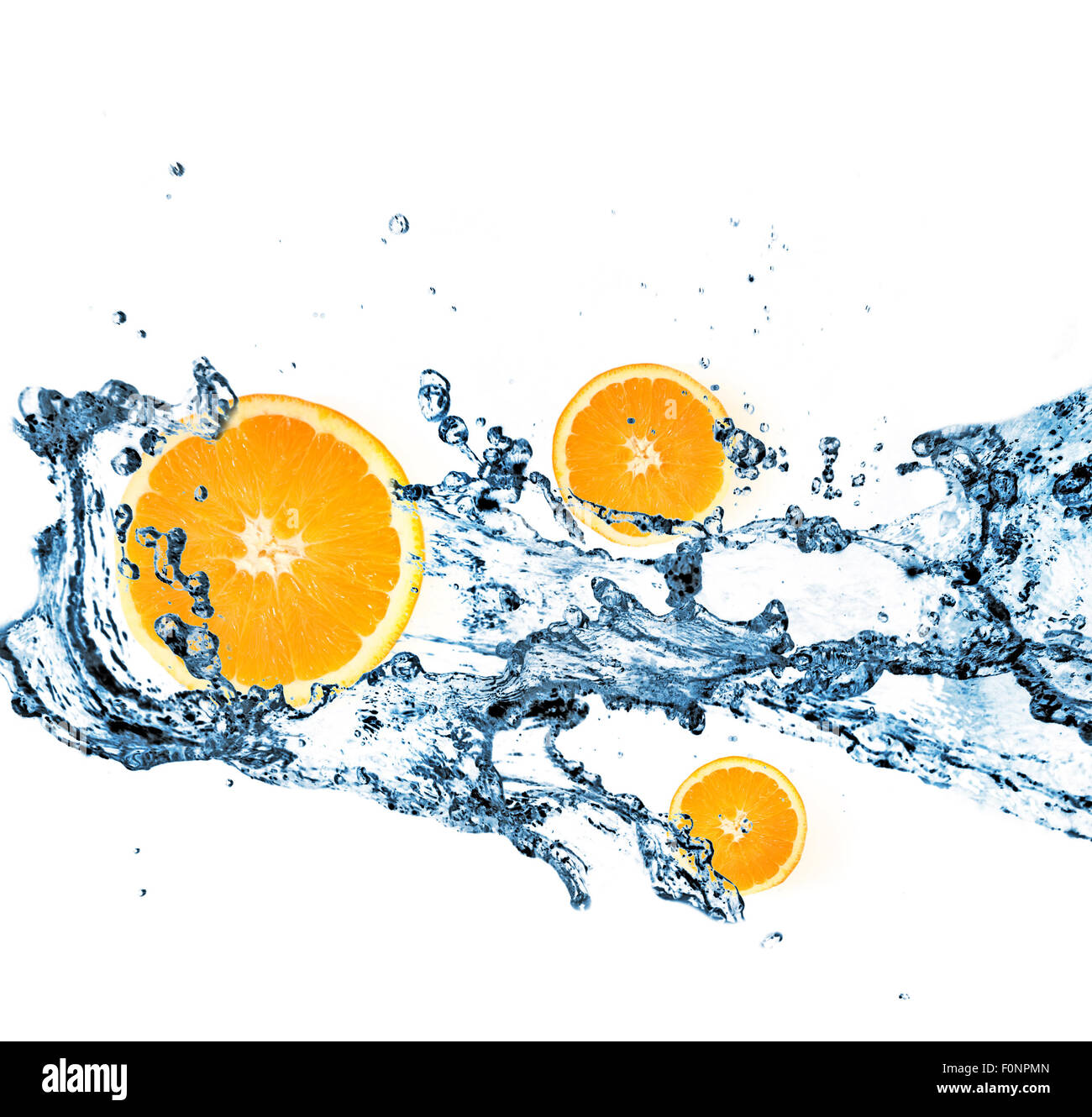 Splashing water with oranges Stock Photo - Alamy