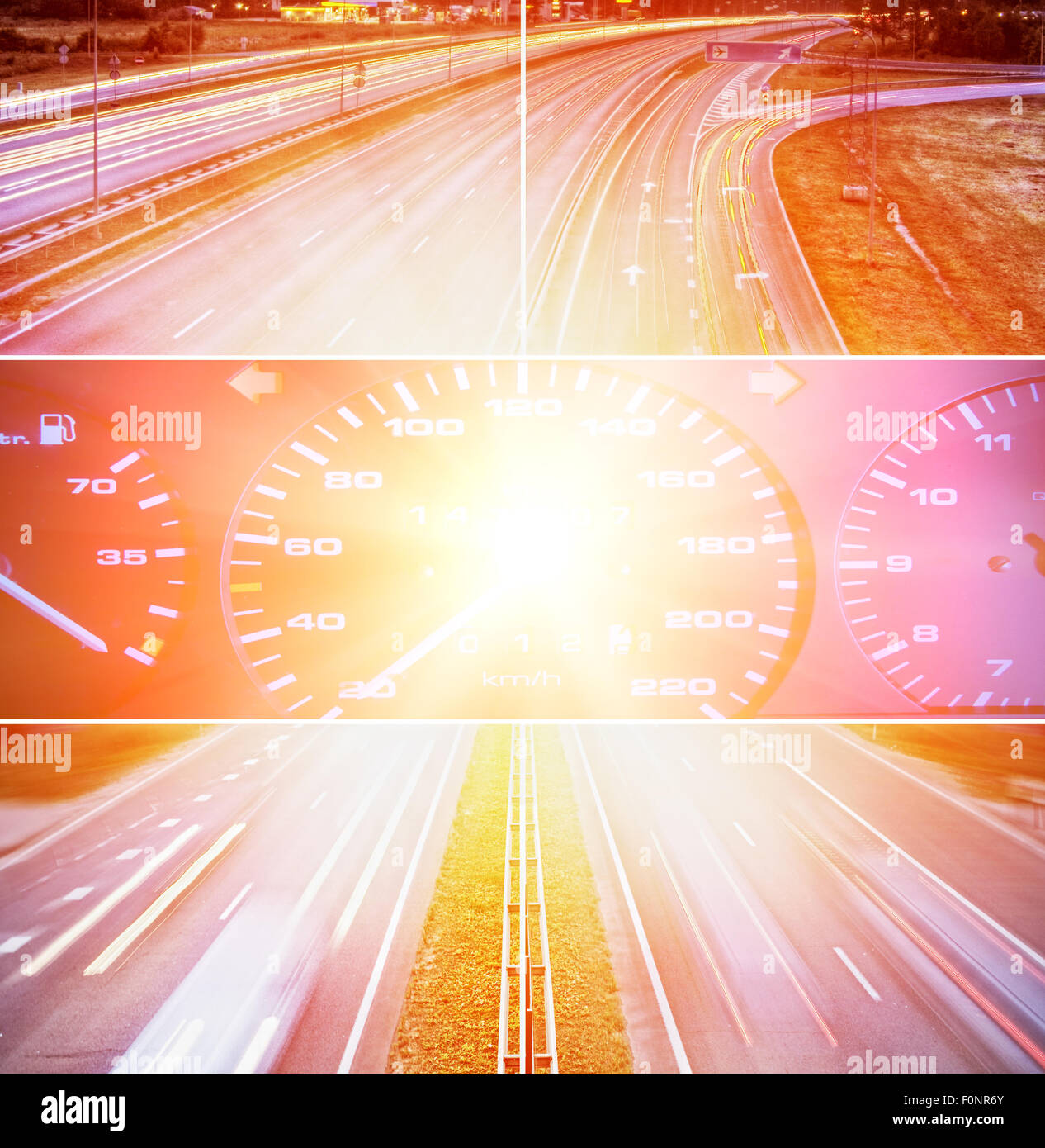 Speed highway collage Stock Photo - Alamy