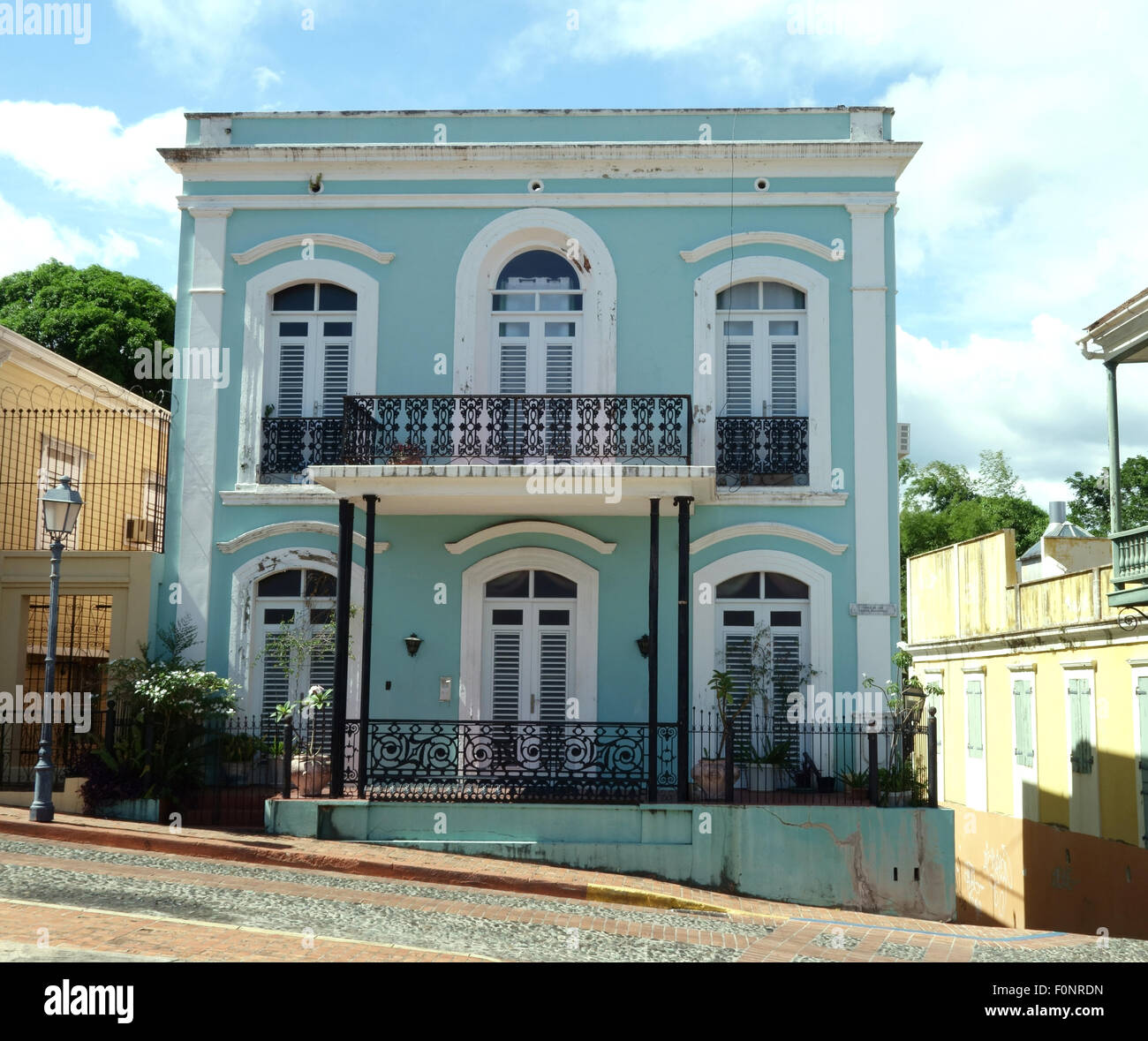 17th century colonial Creole architecture San German Puerto Rico Stock ...