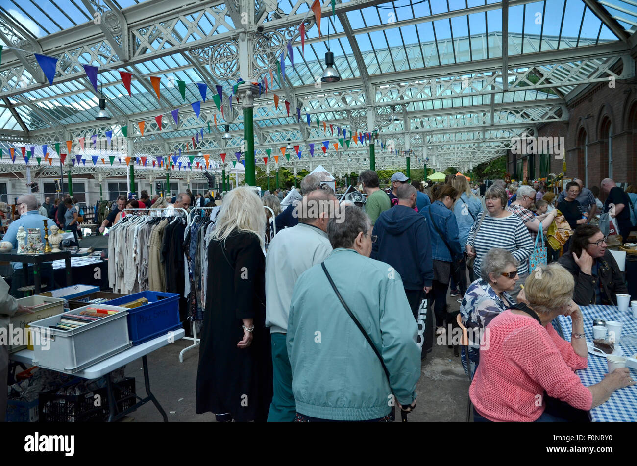 The Weekend Market at Tynemouth Metro railway station in the North East ...