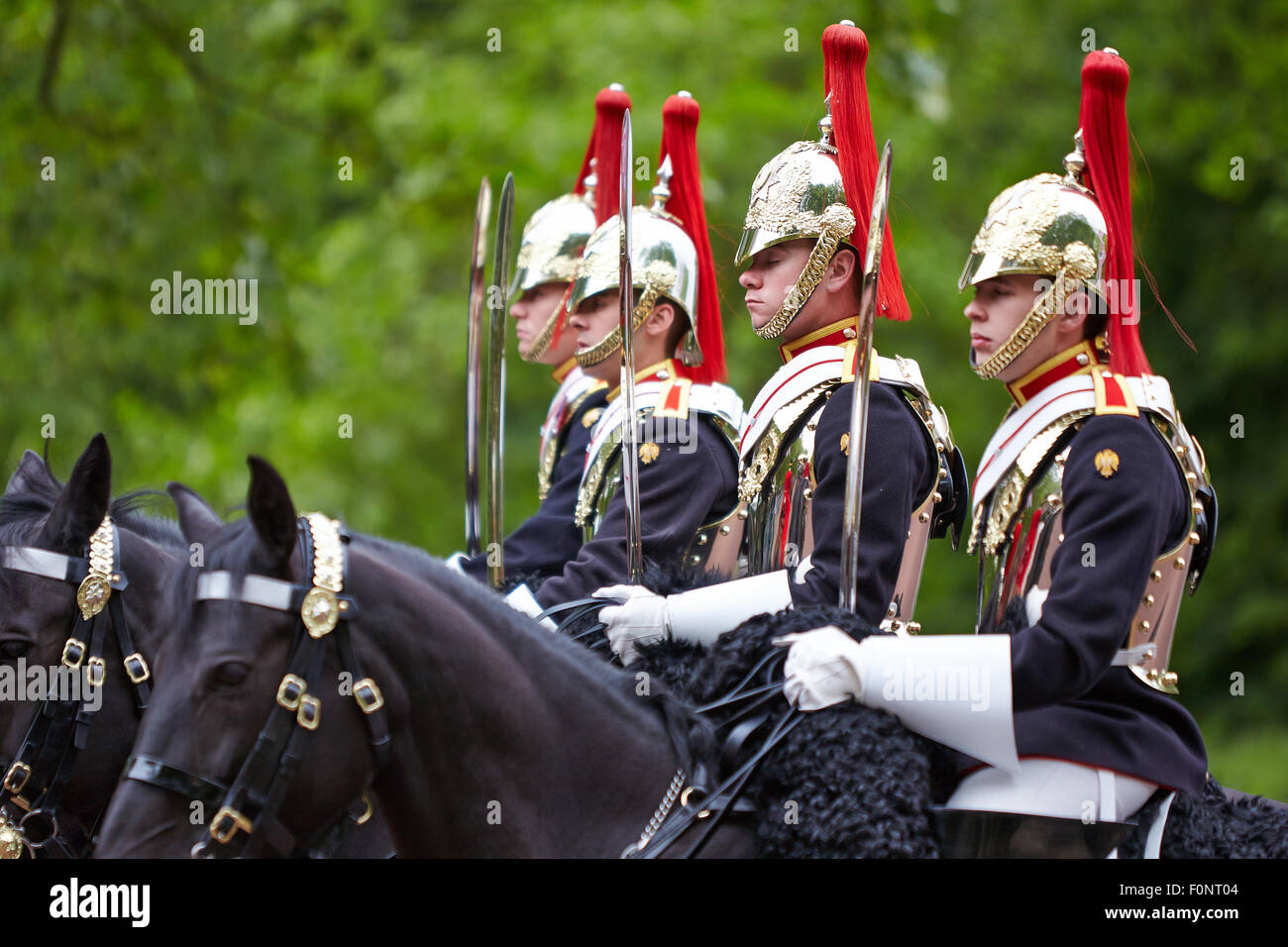 The Household Cavalry rehearse for the annual trooping of the colour on ...