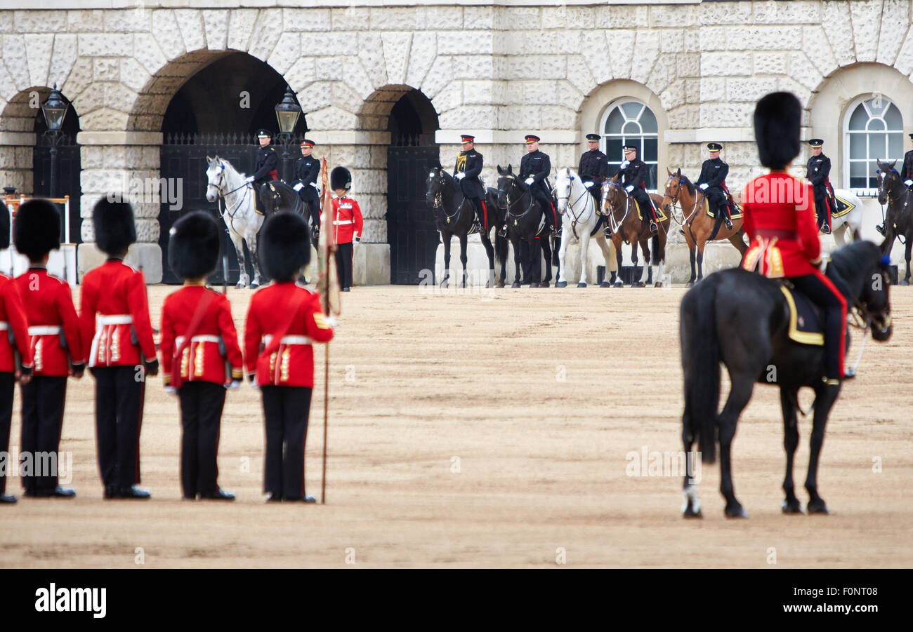 The Household Cavalry rehearse for the annual trooping of the colour on ...