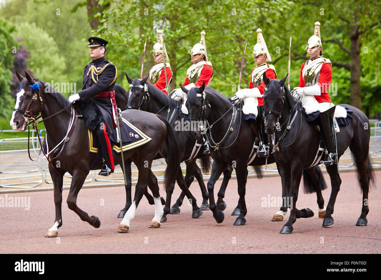 The Household Cavalry rehearse for the annual trooping of the colour on ...