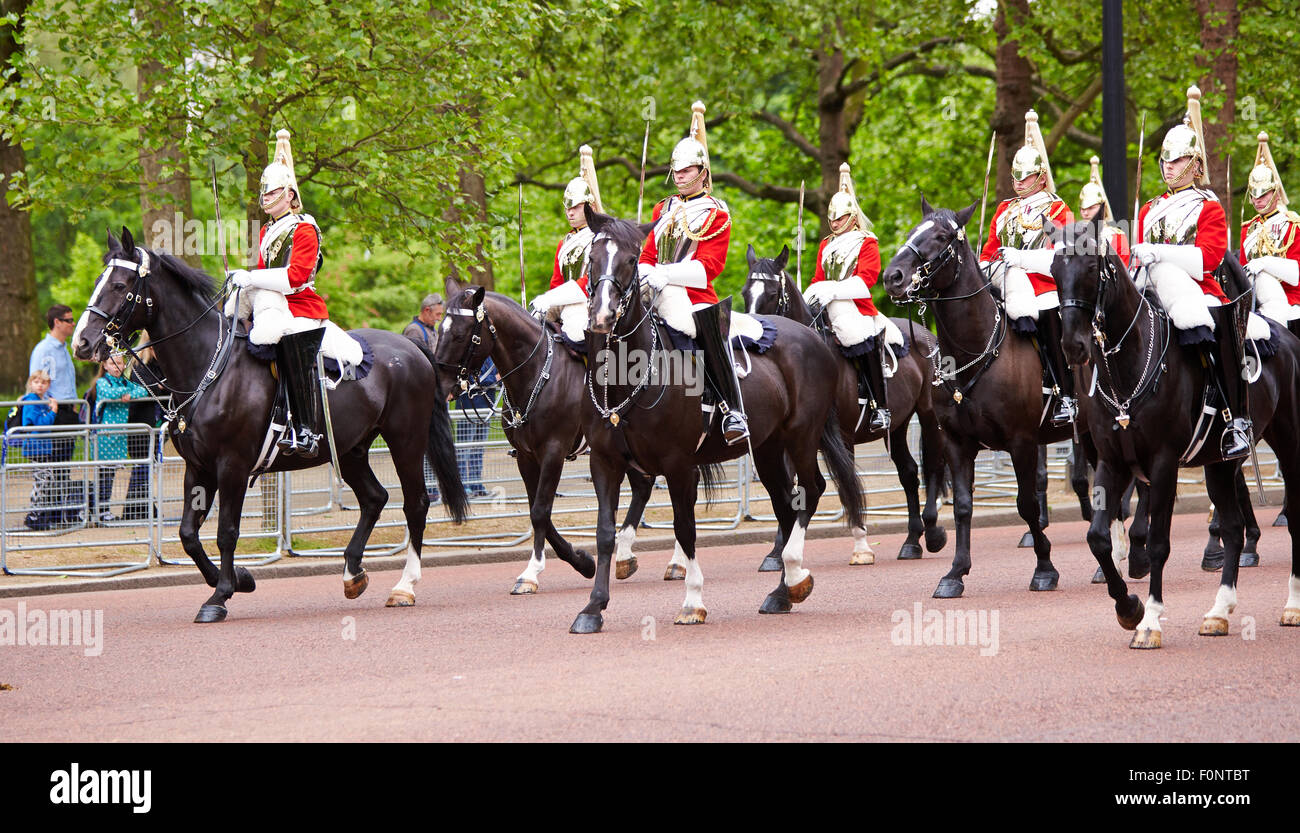 The Household Cavalry rehearse for the annual trooping of the colour on ...