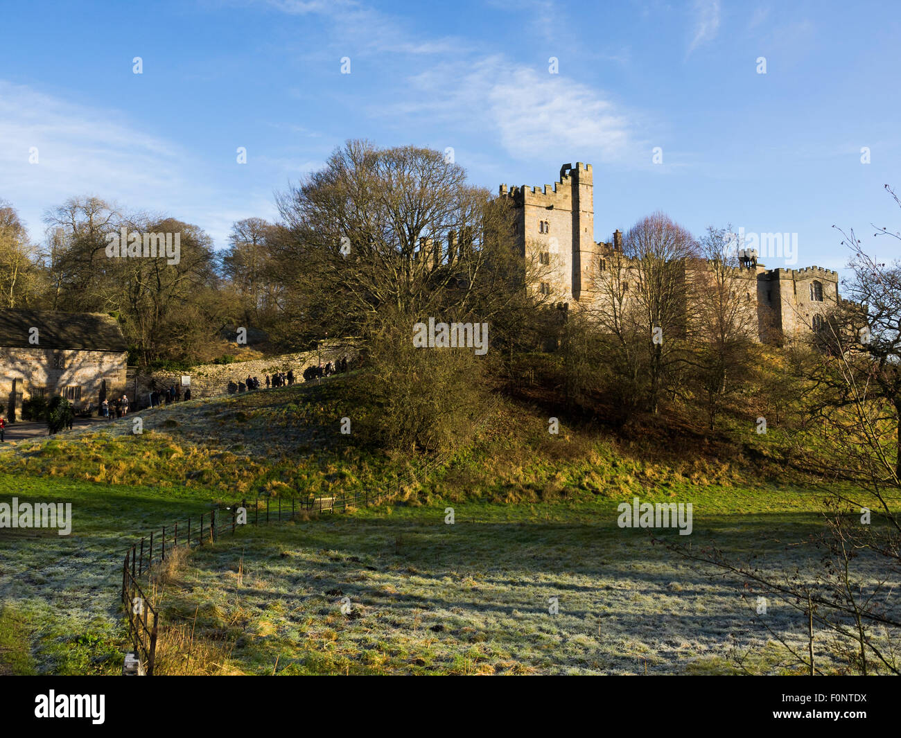 Medieval manor house Haddon Hall near Bakewell Peak District Derbyshire ...