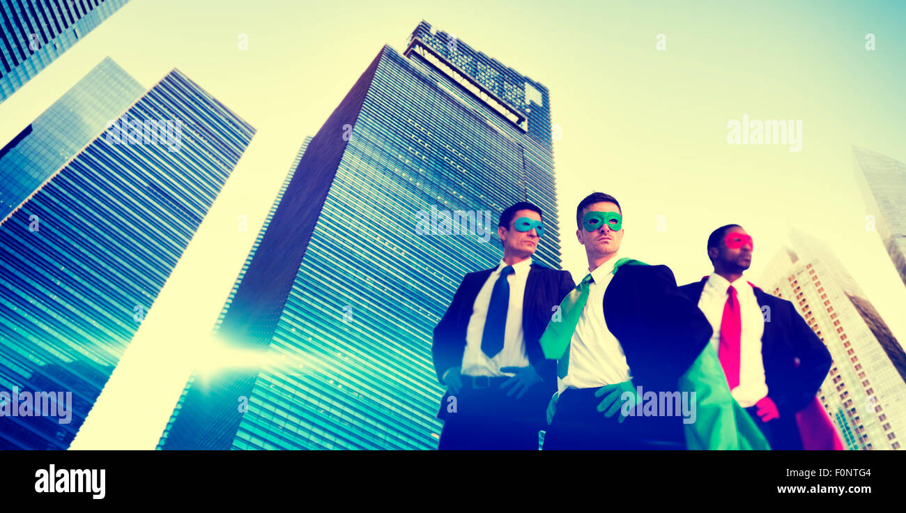 Superhero Business People Strength Cityscape Concept Stock Photo - Alamy