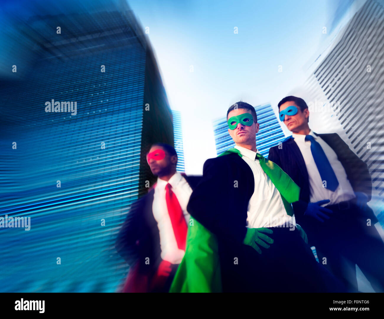 Superhero Business People Strength Cityscape Concept Stock Photo - Alamy