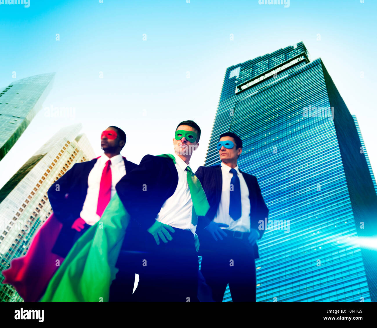 Superhero Business People Strength Cityscape Concept Stock Photo - Alamy