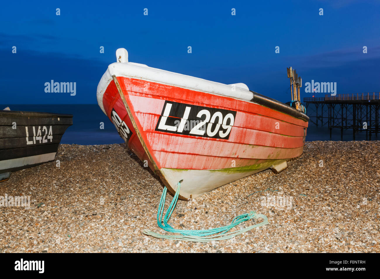 England, West Sussex, Bognor Regis, Fishing Boat on Bognor Regis Beach ...