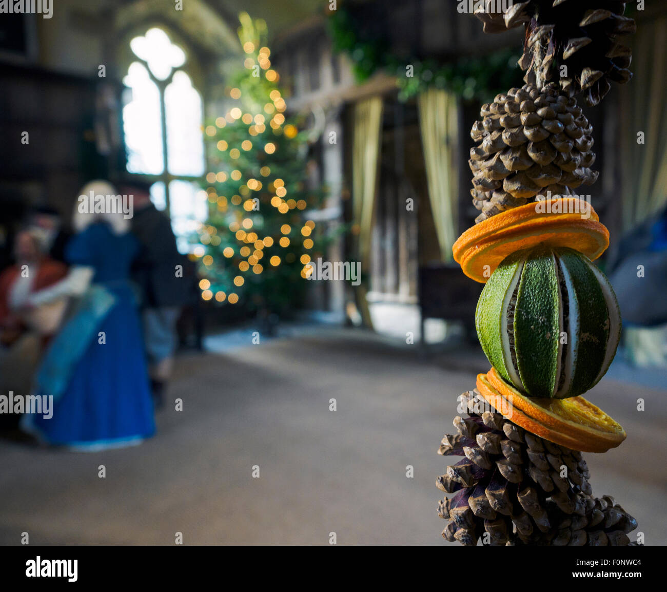 Tudor Christmas in Haddon Hall in Derbyshire Peak District England ...
