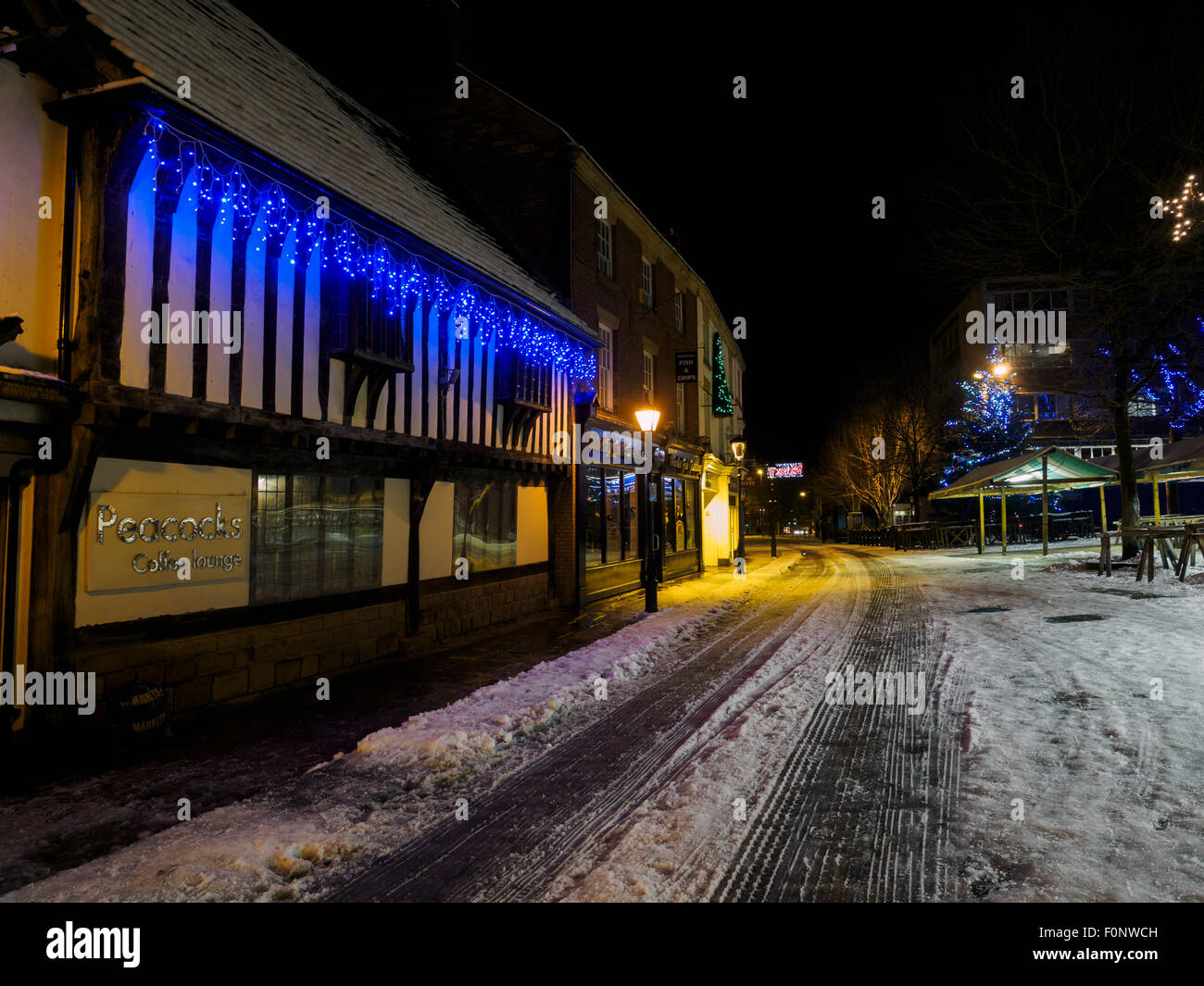 Chesterfield town Christmas lights at night Derbyshire England Stock ...