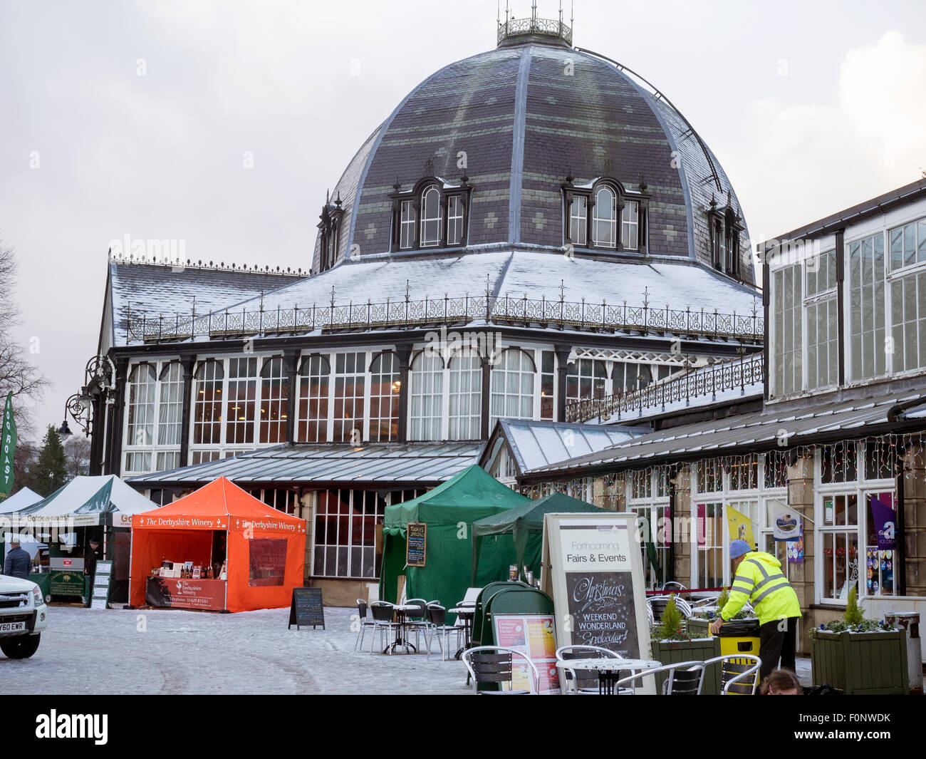 Buxton Christmas market held in the Pavilion Gardens Derbyshire England ...