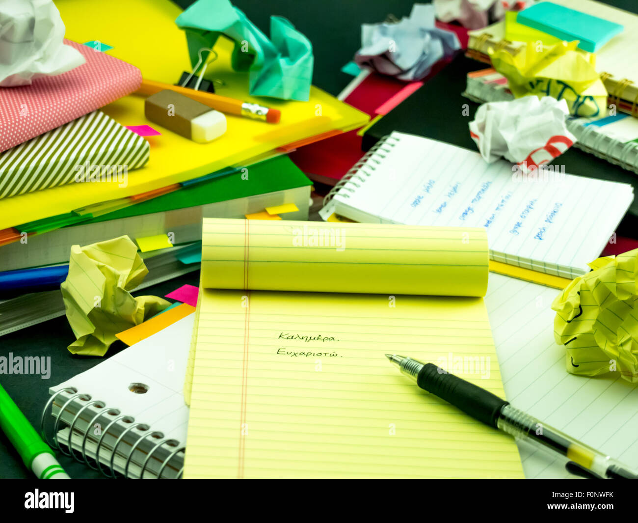 Learning New Language Writing Words Many Times on the Notebook; Greek ...