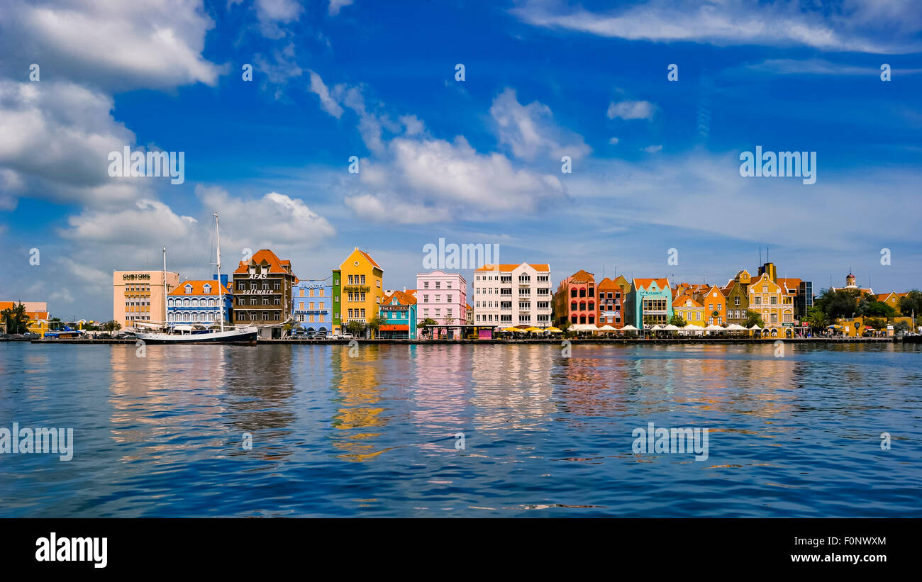 The waterfront Handelskade in Willemstad capital city of Curacao Stock ...